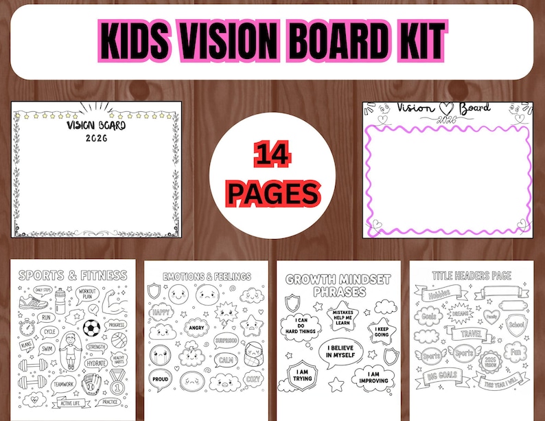 2026 Kids Vision Board Kit Printable | Goal Setting & Growth Mindset ...