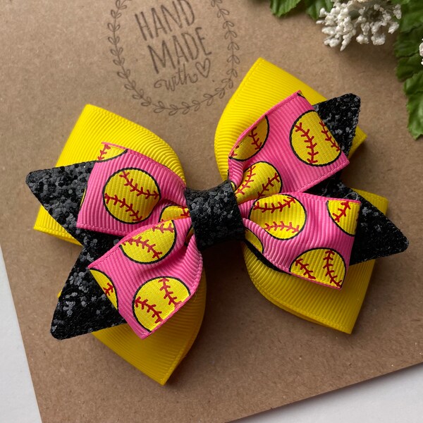 Softball Hair Bows - Etsy