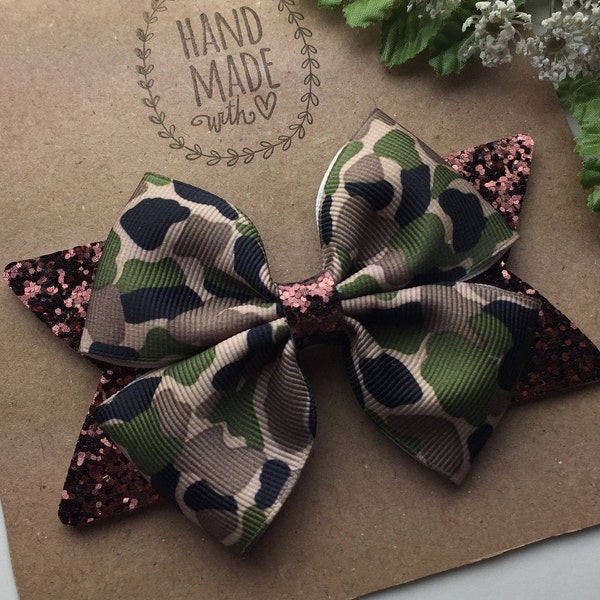 Army Hair Bow - Etsy