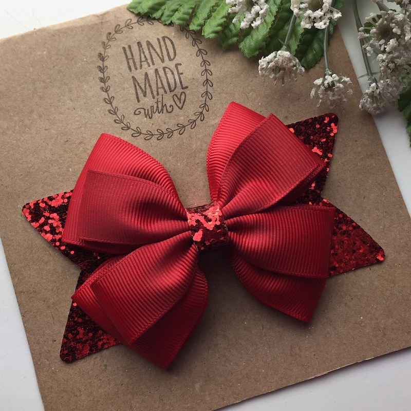 Red Hair Bow - Etsy