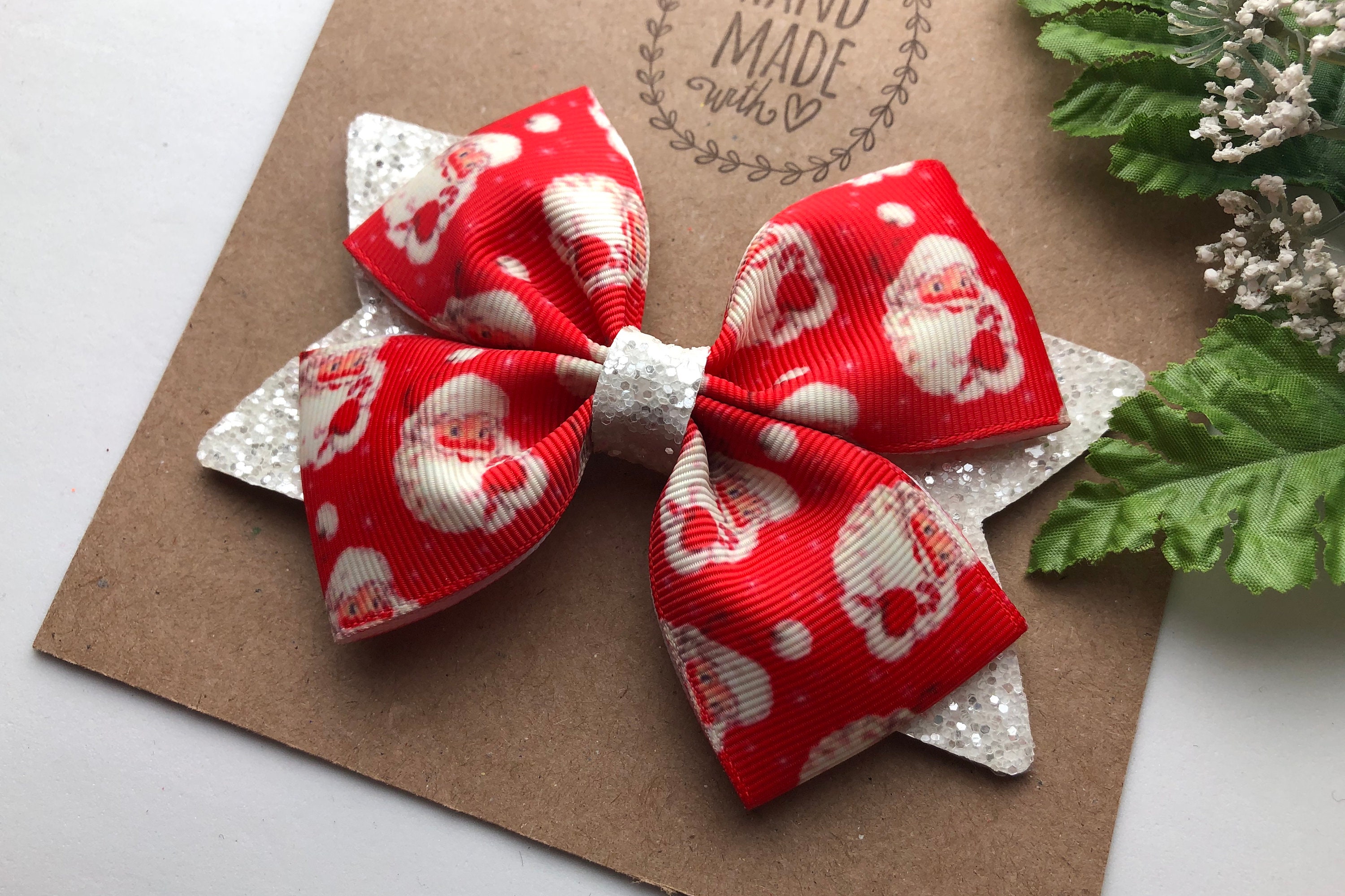 Christmas Hair Bow Santa Clause Hair Bow 4 Inch Santa | Etsy