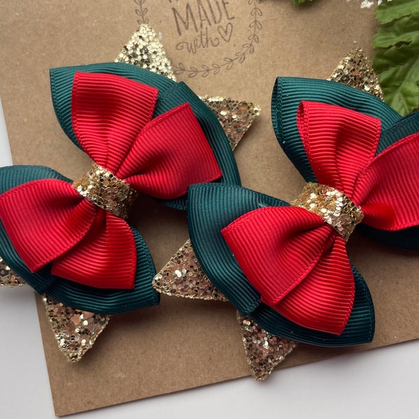 Christmas Hair Bows - Etsy