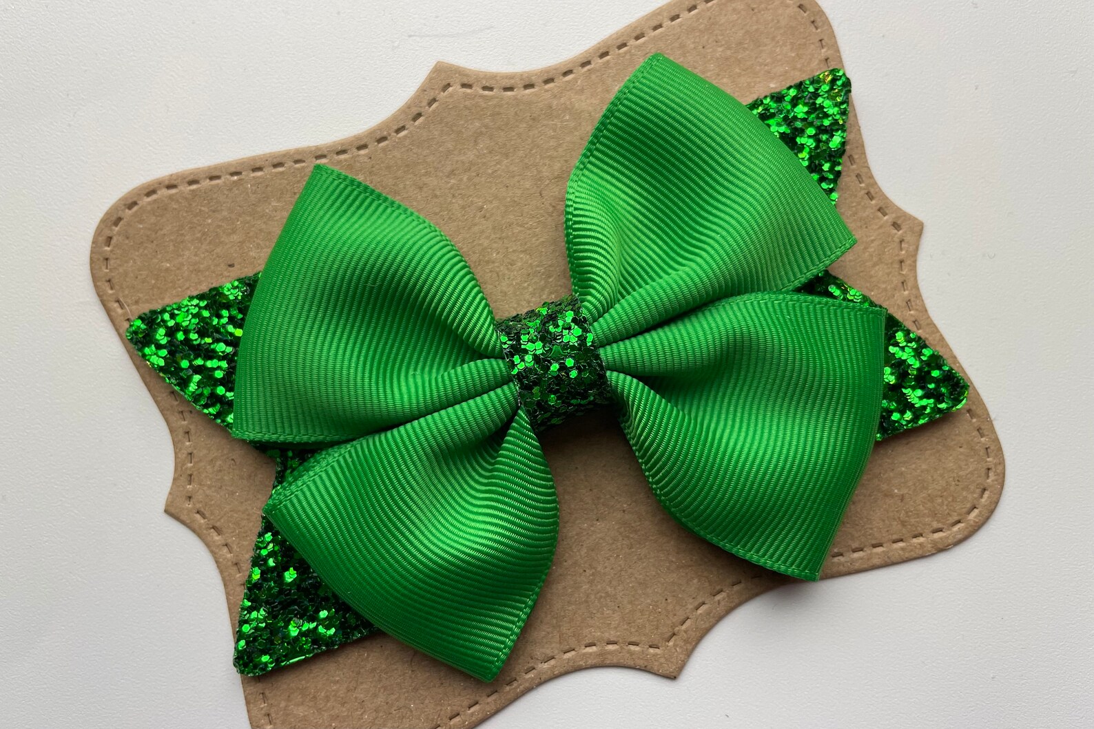 Green Glitter 4 Inch Hair Bow Clip for Girls, Holiday Hair Bow , Green ...