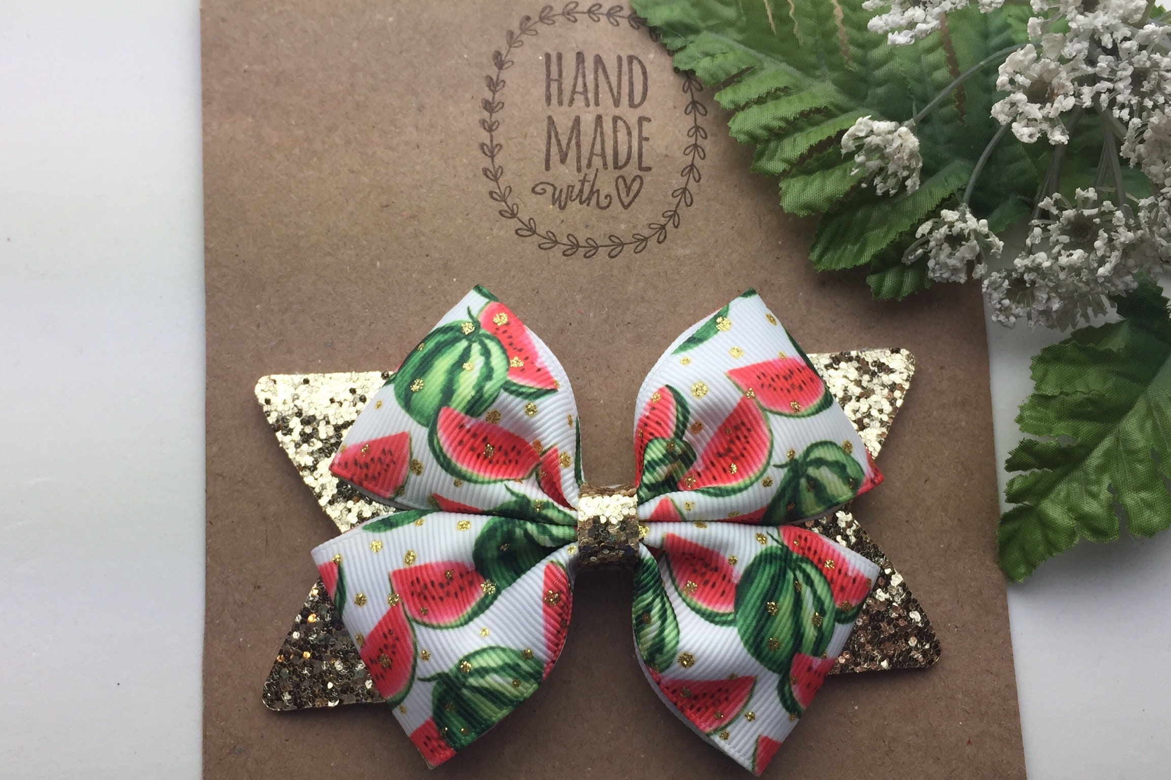 Watermelon Hair Bow Gold Watermelon Hair Clip Melon Bow | Etsy