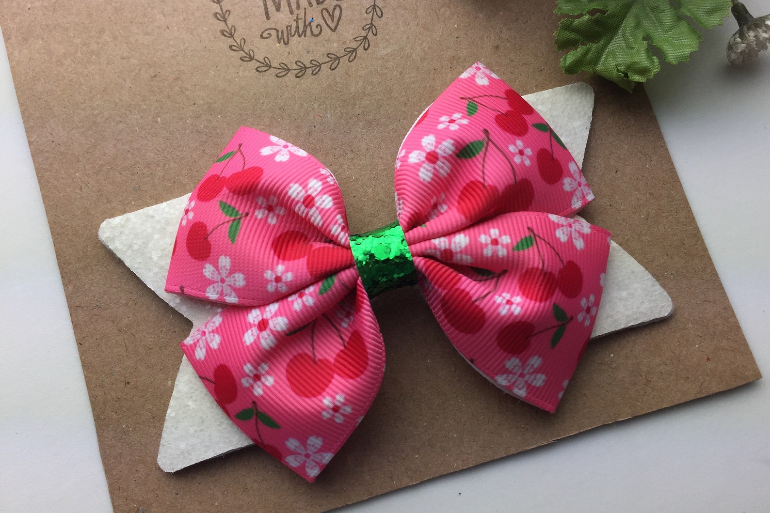 Cherry Hair Bow Clip Pink Cherry Blossom Bow Cute Cherry - Etsy
