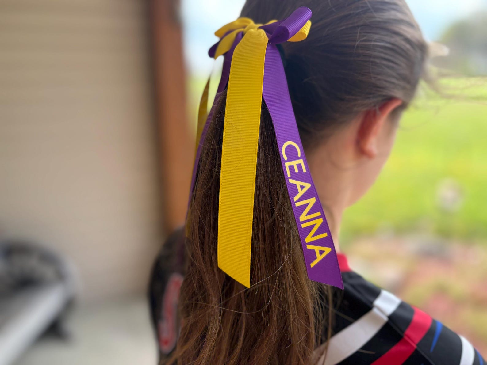 Sports Streamer Hair Bows Personalized Tails Down Sports Team and ...