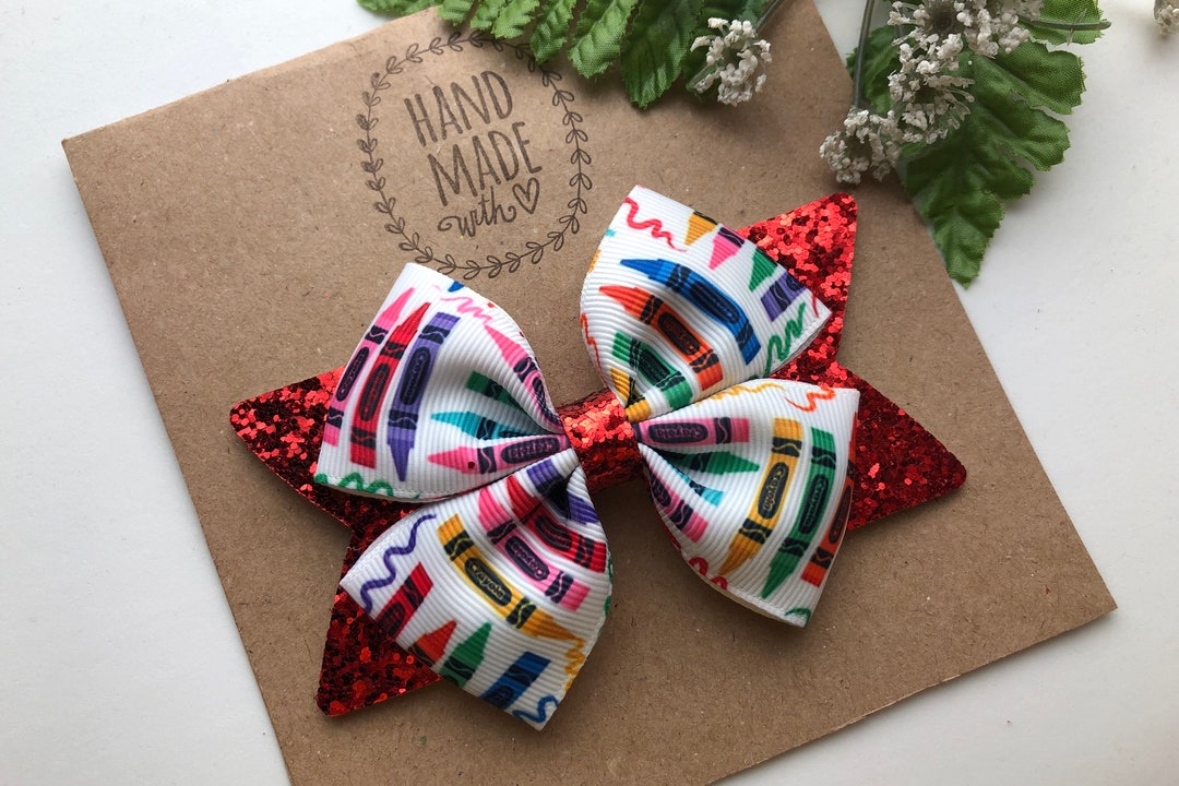 School Hair Bow , Colorful Crayon Girls Hair Accessories, Back to ...