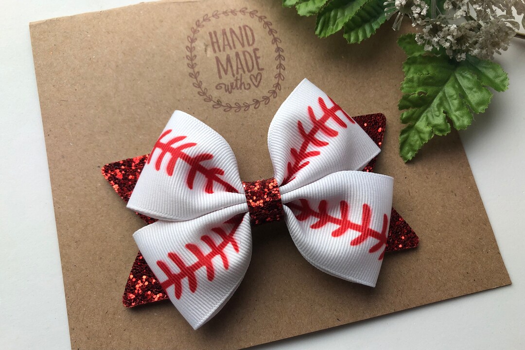 Sparkly Baseball Hair Bow – 4” Glitter Game Day Boutique Bow - Etsy