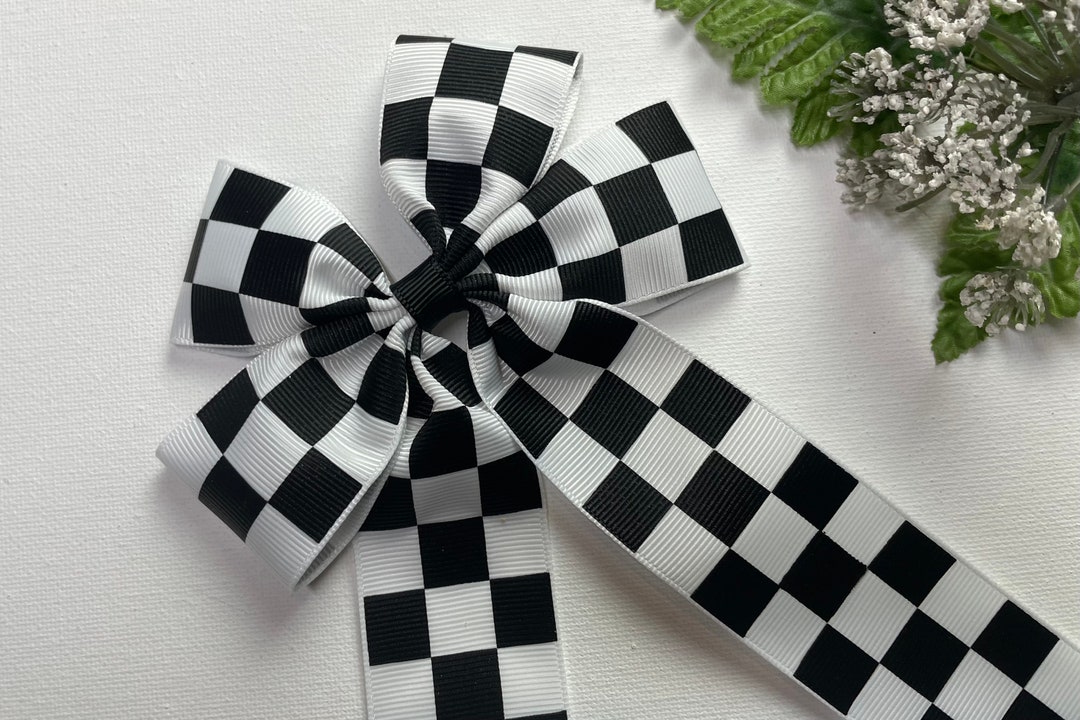 Racing Tails Down Hair Bow, Checker Flag Hair Bow , Race Day Hair Bows ...