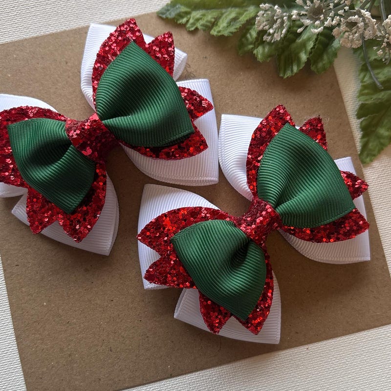 Christmas Hair Bows - Etsy