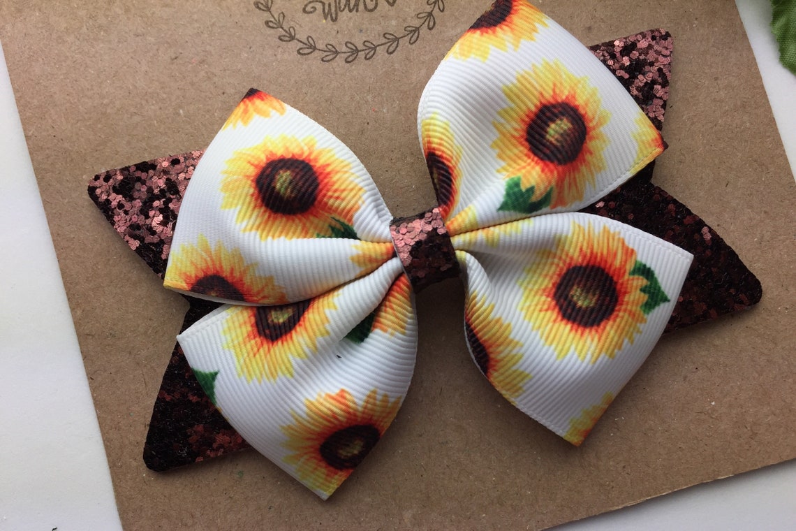 Sunflower Hair Bow Sunflower Bow Summer Bow Bright and - Etsy
