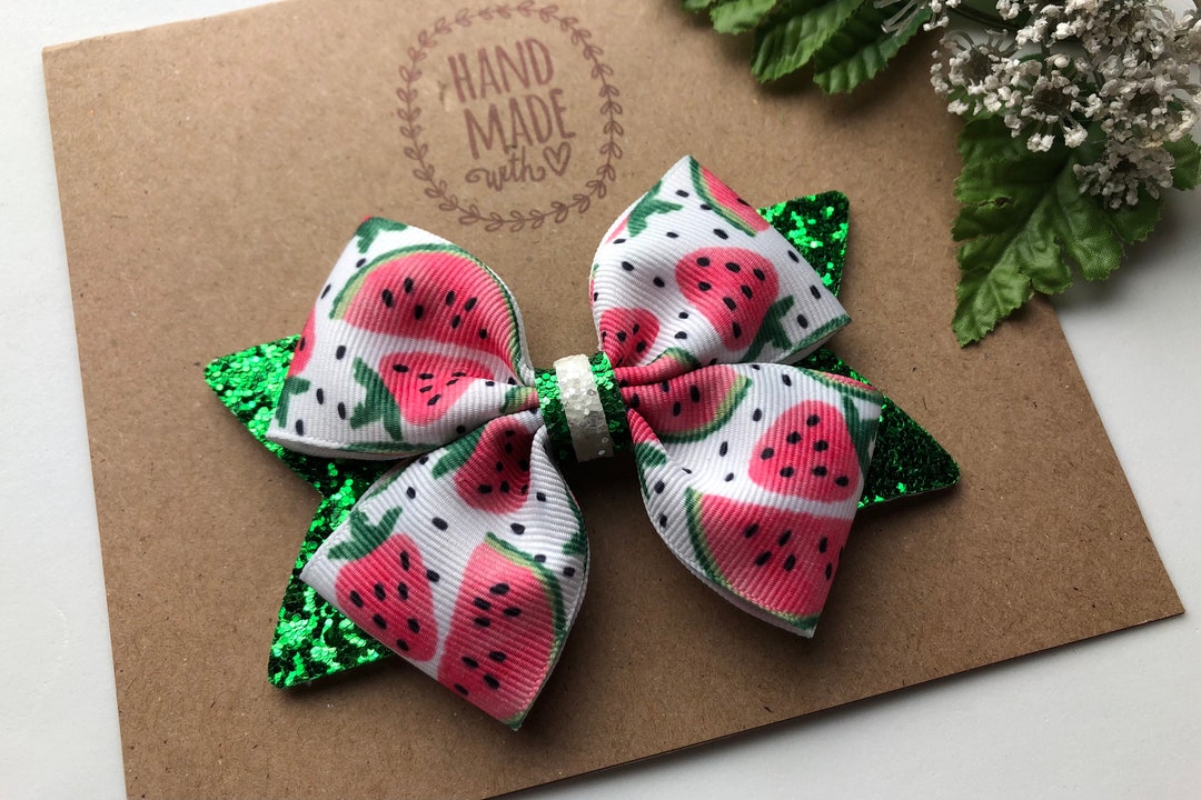 Watermelon and Strawberry Hair Bow , Watermelon Hair Clip , Strawberry ...
