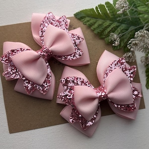 Pink Pigtail Hair Bows , Pink Piggy Bows , Birthday Hair Bows , Bows ...