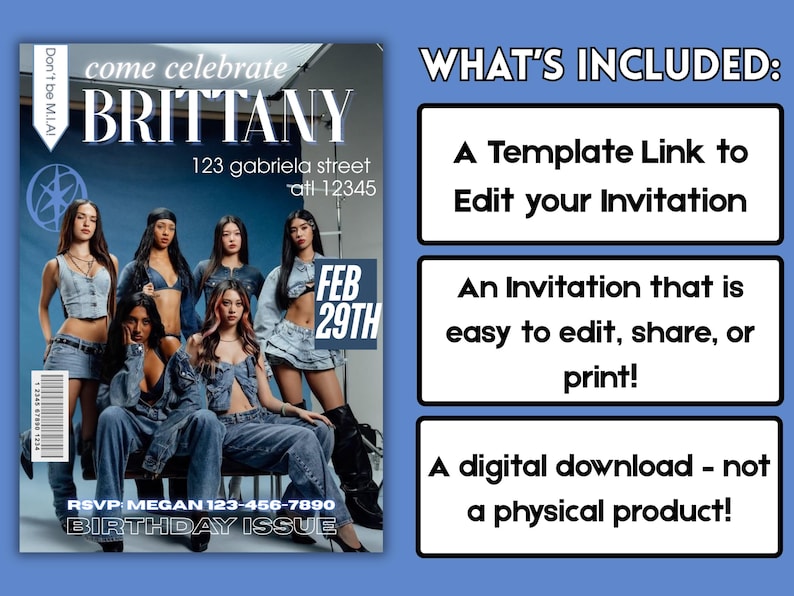 Katseye Party Invitation | Editable Canva Template | Customizable Kpop ...