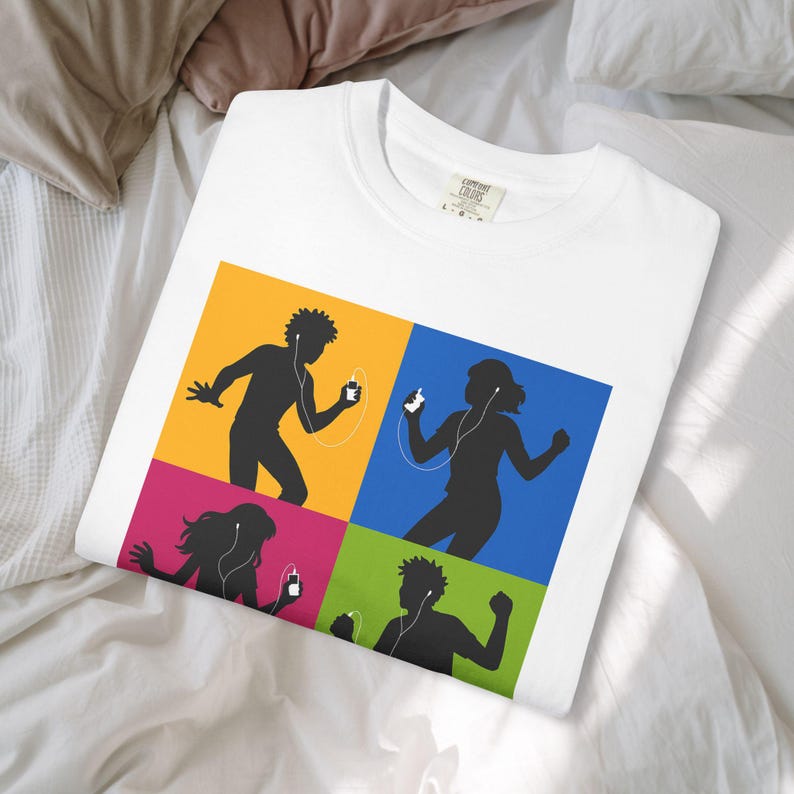 Frutiger Aero Dancing Silhouettes Pop Art T-shirt | Color Block Dance ...