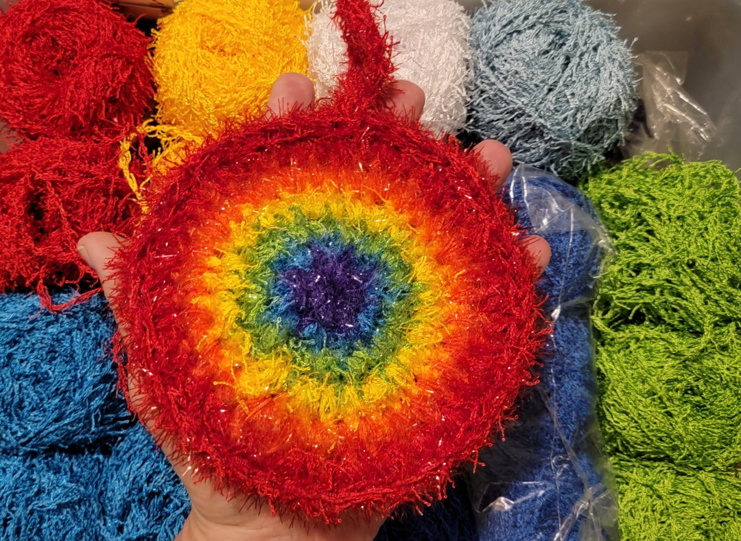 Big Rainbow Bath Scrubby - Aprox 6" Round - Etsy