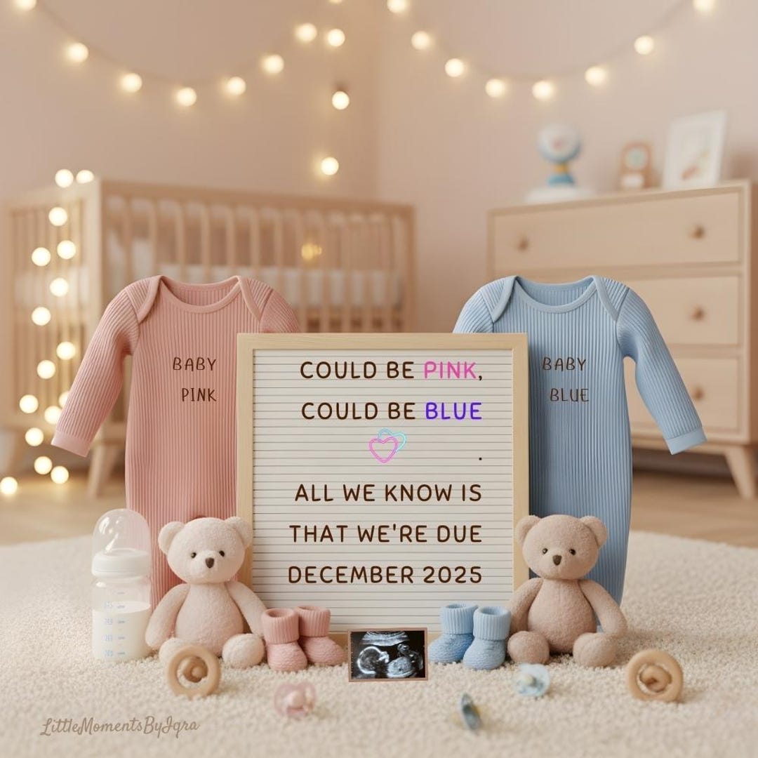 Gender Neutral Pregnancy Announcement Template: Editable Canva ...