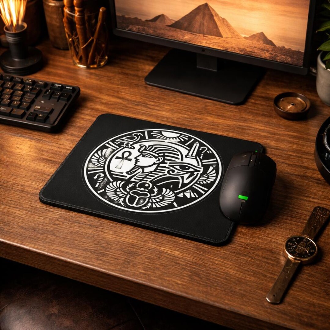 Egyptian Pharaoh Symbol Mouse Pad | Ankh, Eye of Horus, Scarab Inspired ...