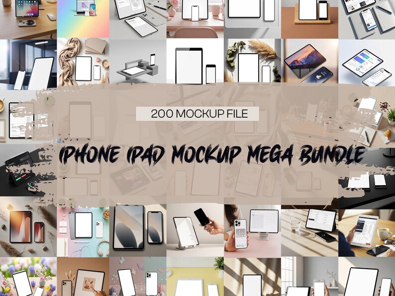 IPhone & iPad Mockup Bundle | 200 Device Mockups | PNG JPG Digital Pack ...