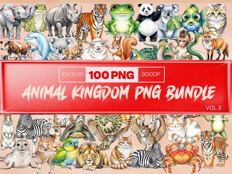 100 Animal PNG Bundle | Cute Wildlife Clipart | Realistic Jungle & Farm ...