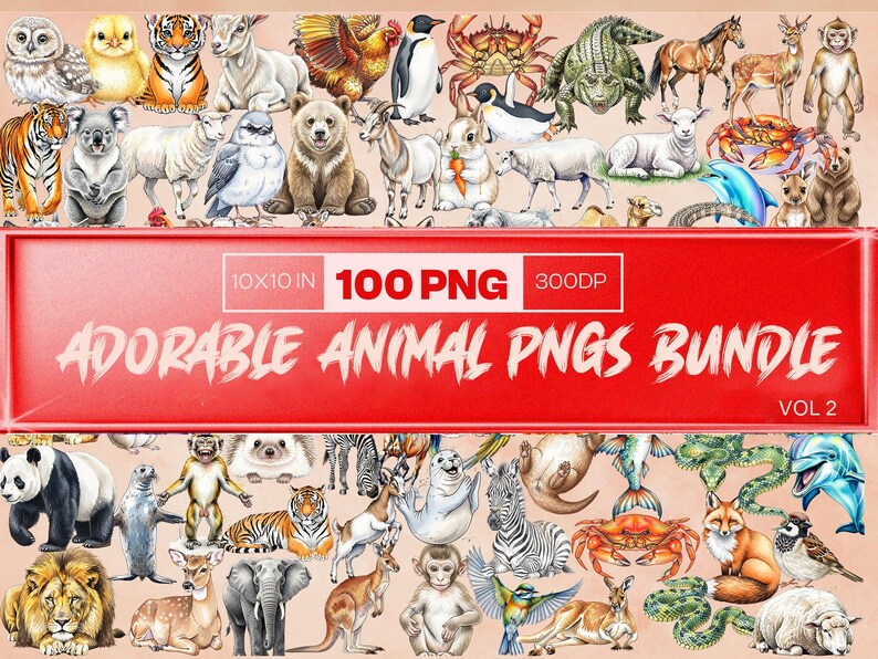100 Adorable Animal PNG Bundle | Cute Wildlife Clipart | High ...