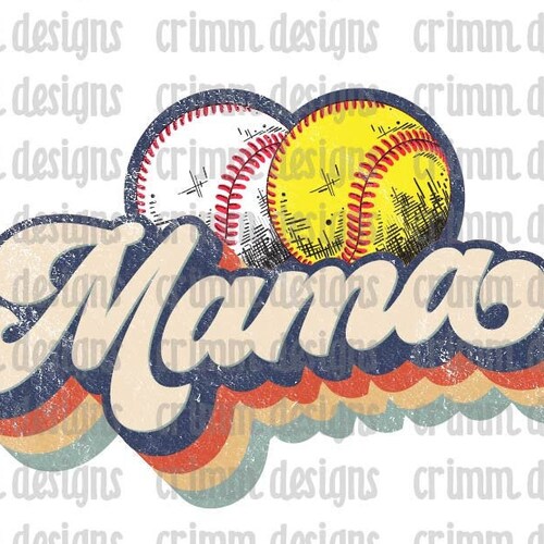 Retro Baseball Mama Red White Blue Sublimation Design Download - Etsy