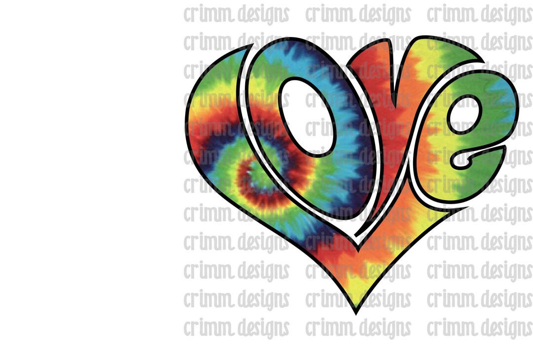 Retro Tie Dye Love Heart Sublimation Design Digital Download - Etsy
