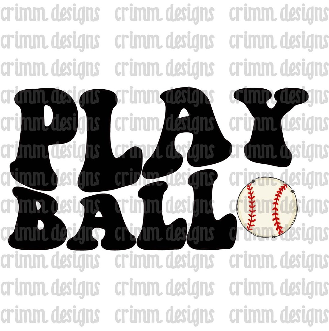Retro Baseball Play Ball Wavy Sublimation Design Download - Etsy