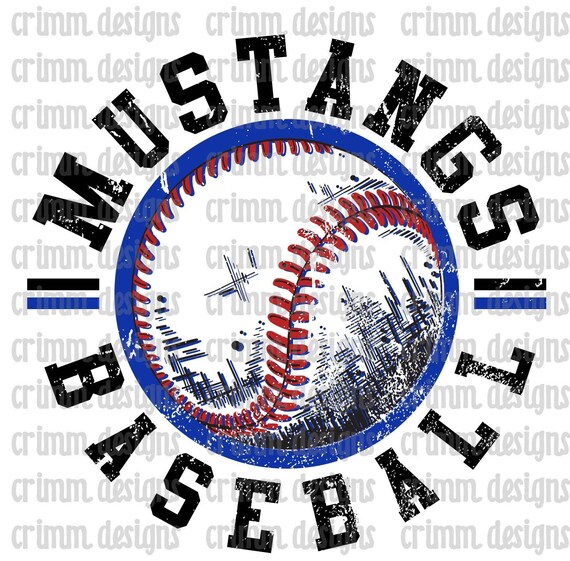 Retro Mustangs Royal Blue Baseball Sublimation Design Download - Etsy