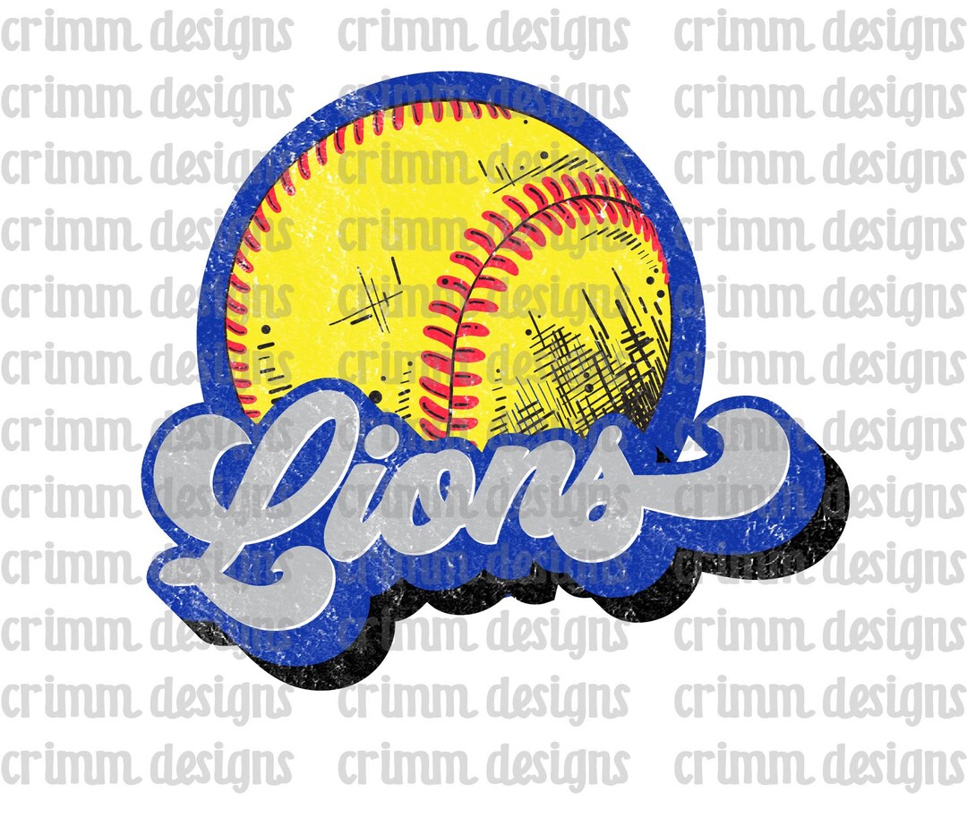 Retro Softball Lions Sublimation Design Download - Etsy