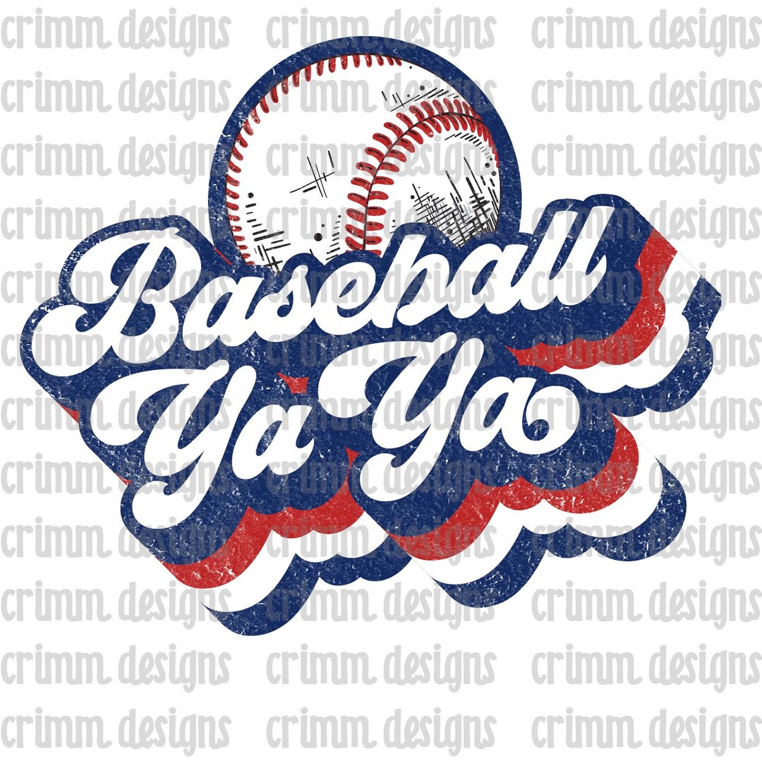 Retro Baseball Yaya Red White Blue Sublimation Design Download - Etsy