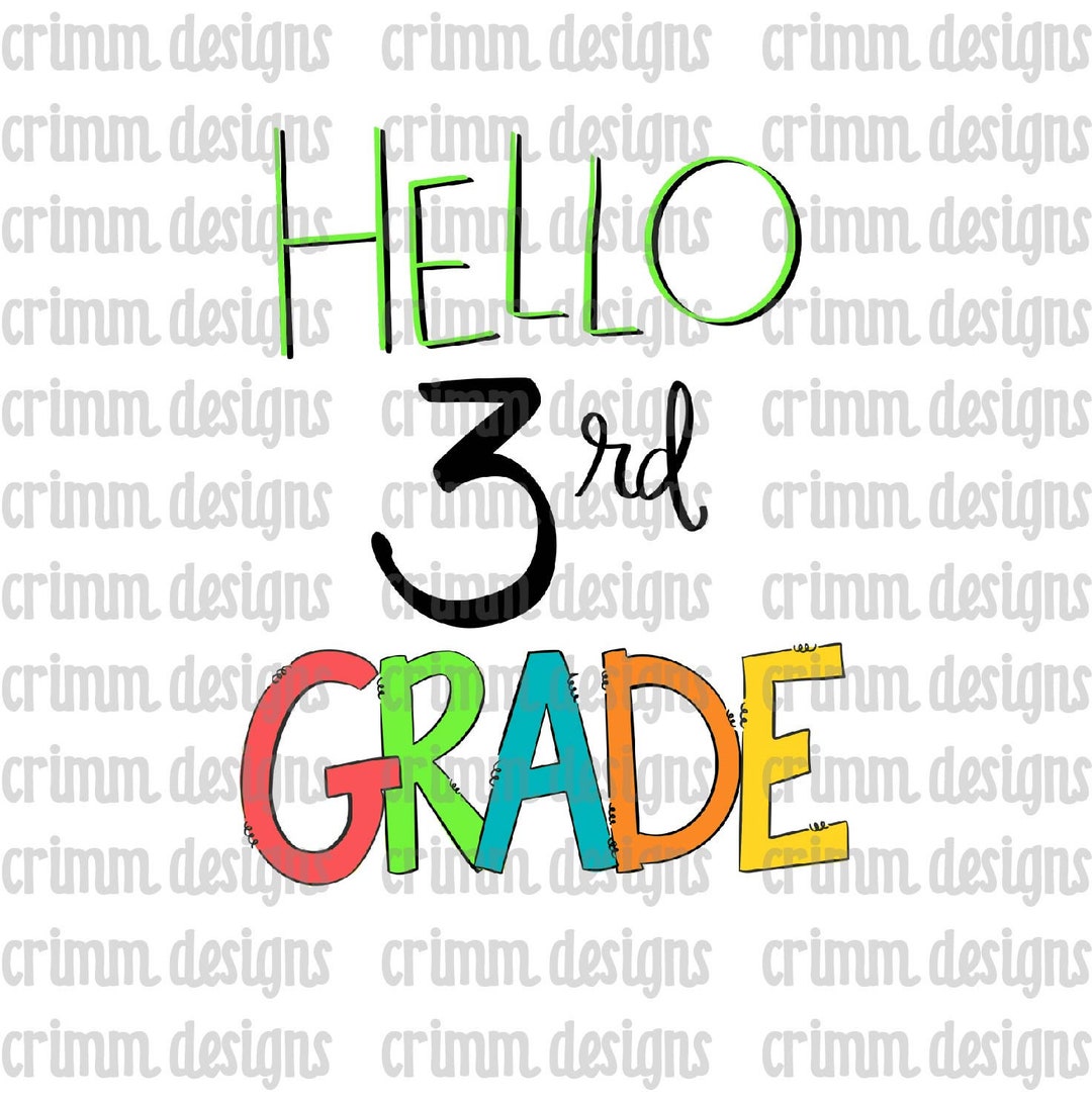 Hello Third Grade Back to School Sublimation Design Download - Etsy