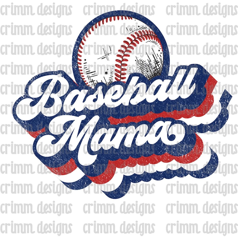 Retro Baseball Mama Red White Blue Sublimation Design Download - Etsy