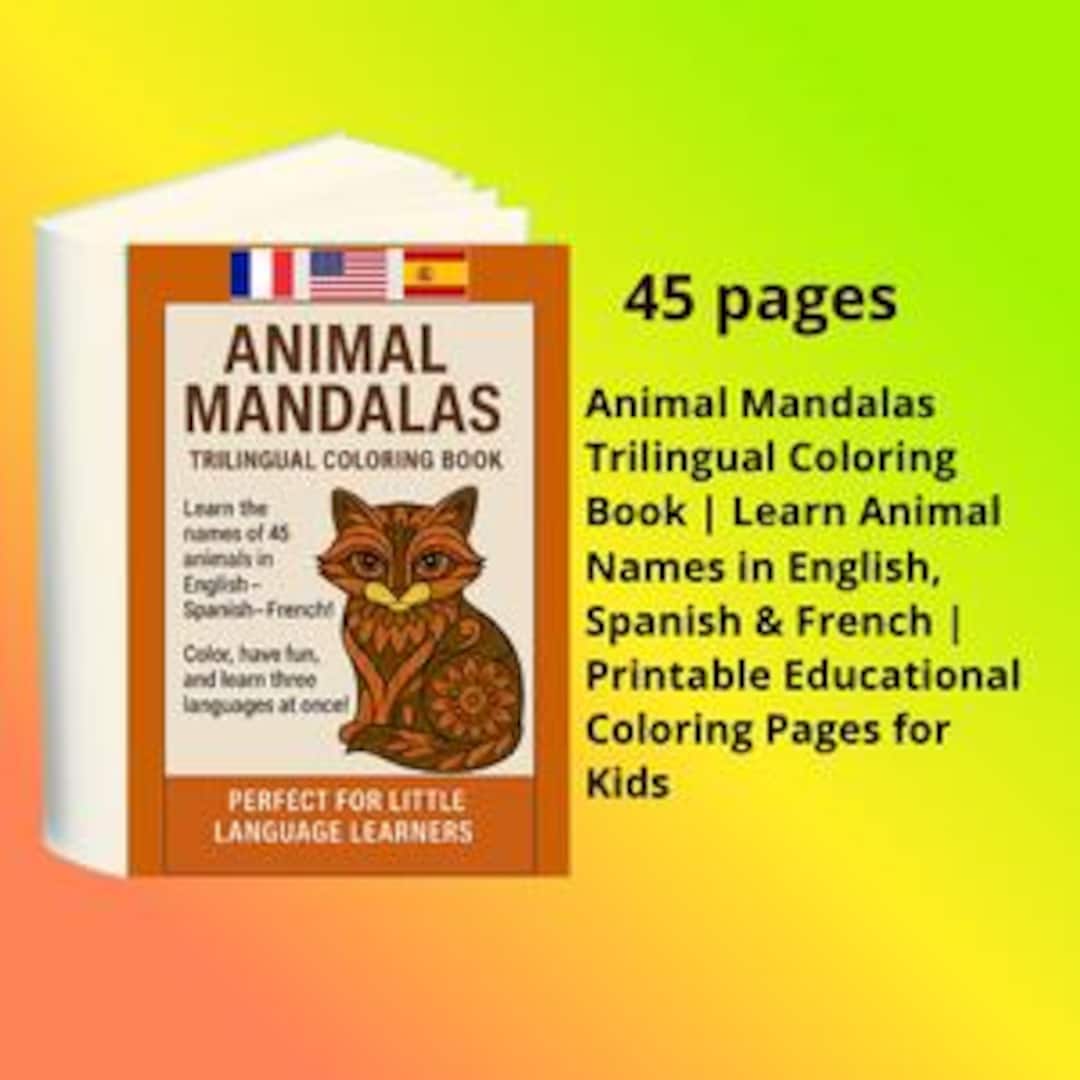 Animal Mandalas Trilingual Coloring Book | Learn Animal Names in ...