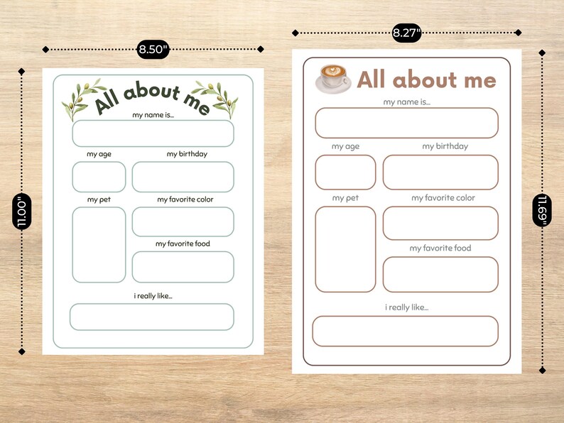 All About Me Worksheet Printable Pack, Student Introduction (PDF, PNG ...