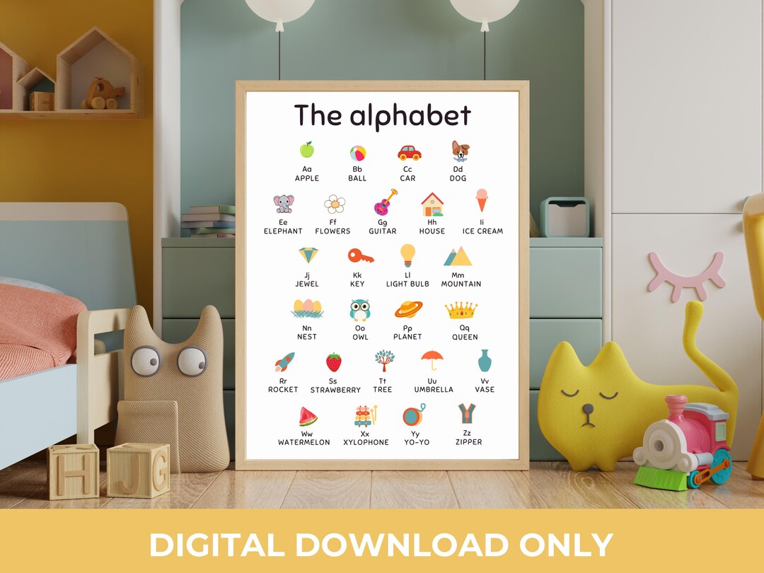 Alphabet Poster Printable Set Classroom Wall Art - Etsy