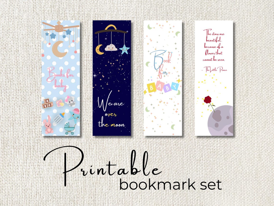Baby Bookmarks Printable Set Nursery Reading Markers - Etsy