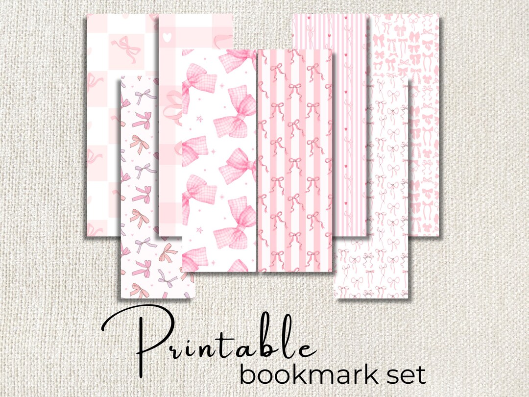 Pink Bow Bookmark Set, Ribbon Design (digital Download) - Etsy