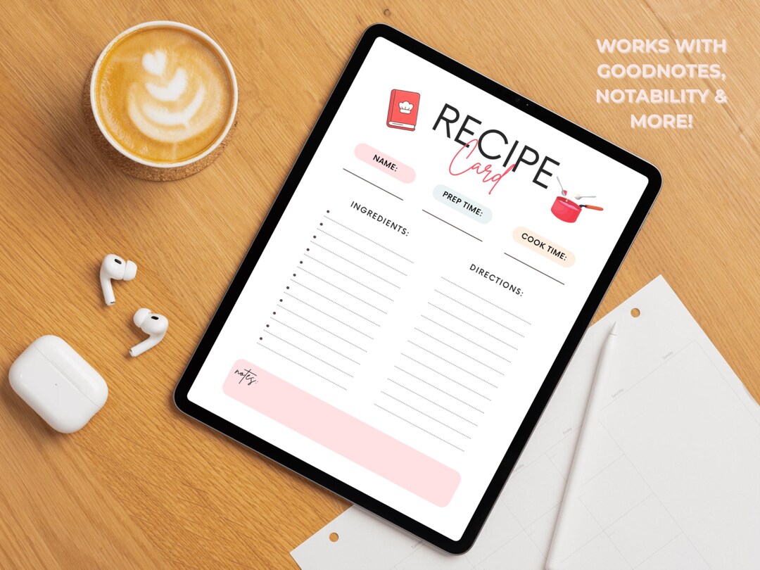 General Recipe Card Printable Kitchen Recipe Organizer Simple Cooking ...