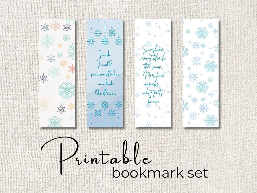 Winter Snowflake Bookmark Set: Cozy Blue Printable Bookmarks (digital ...
