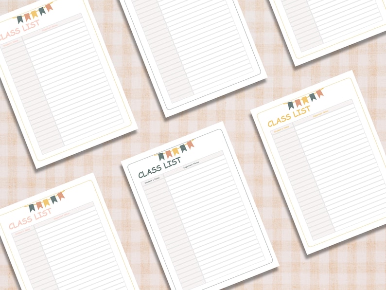 Class List Printable Student Roster Sheet Teacher Classroom Organizer ...