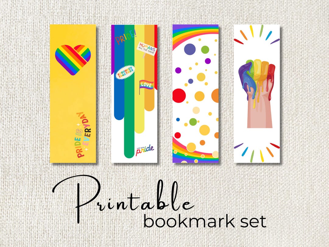 Pride Bookmarks Printable Set LGBTQ Classroom Reading Gifts (PDF) - Etsy