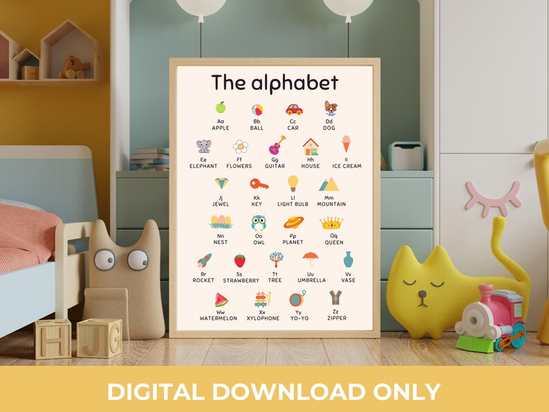 Alphabet Poster Printable Set Classroom Wall Art - Etsy