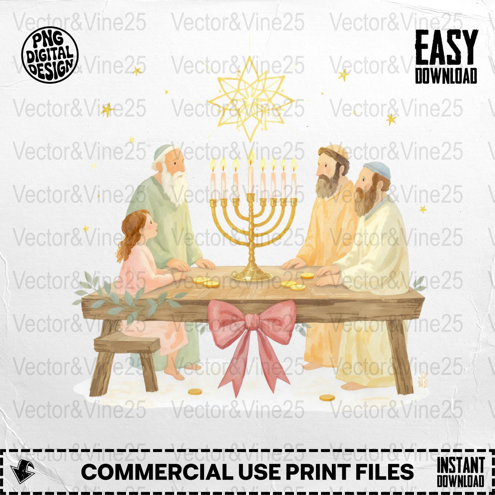 Watercolor Hanukkah Clipart: Menorah, Dreidel (PNG Digital Download) - Etsy