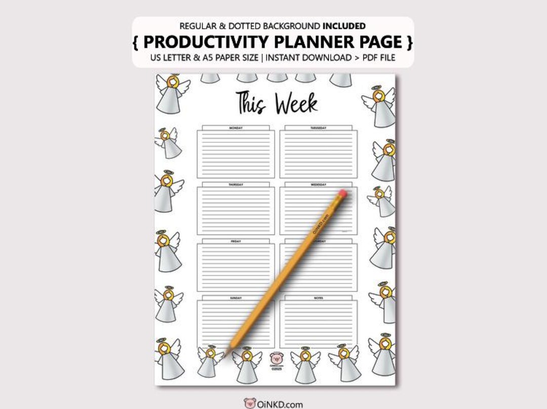 Angel Theme Weekly Planner Printable | Spiritual Productivity Tracker ...