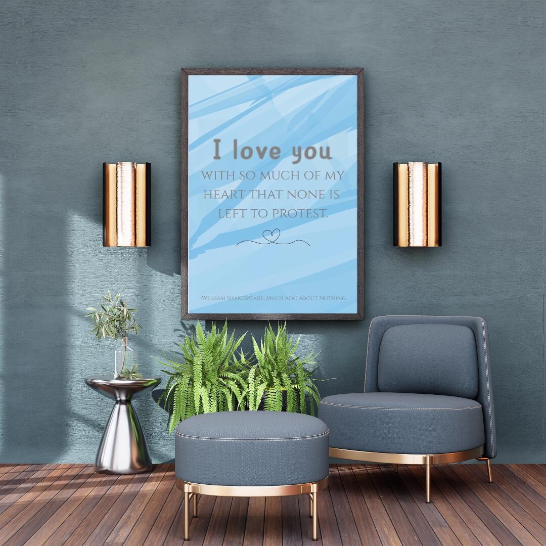 Much Ado About Nothing Quote Poster | Shakespeare Printable Wall Art ...