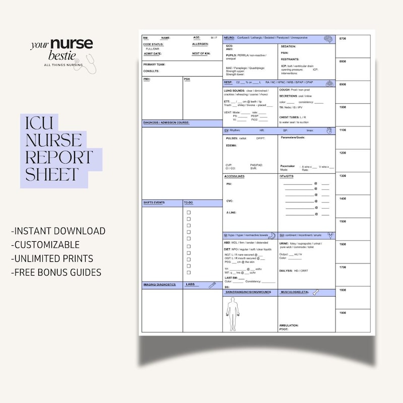 Nurse Report Sheet - Etsy