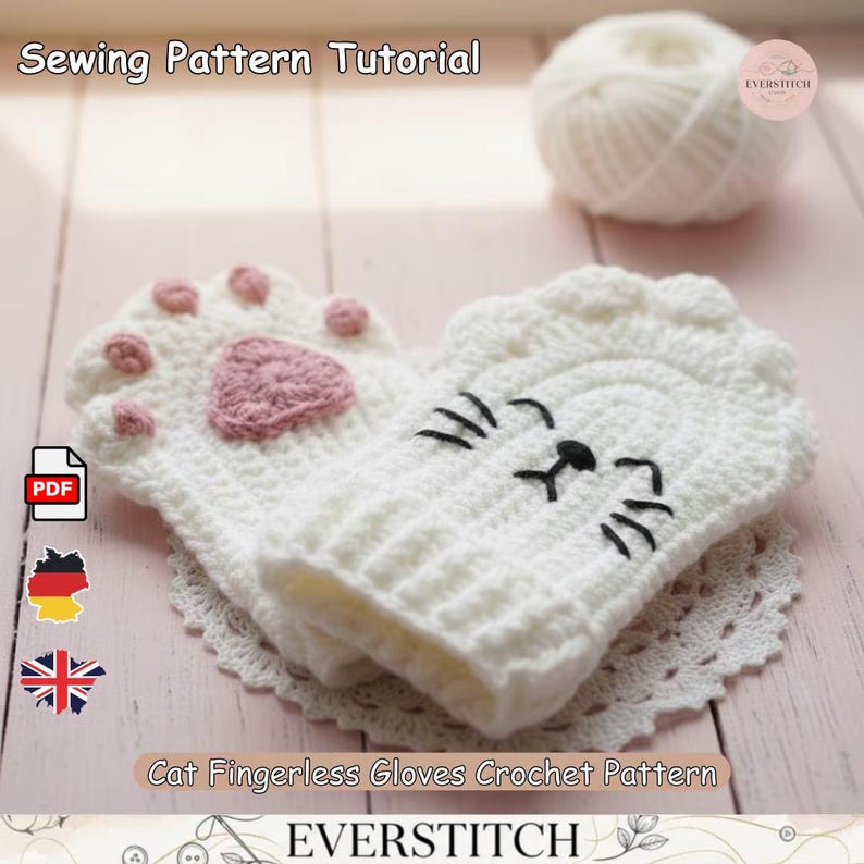 Fingerless Cat Paw Gloves Crochet Pattern – PDF Tutorial English ...