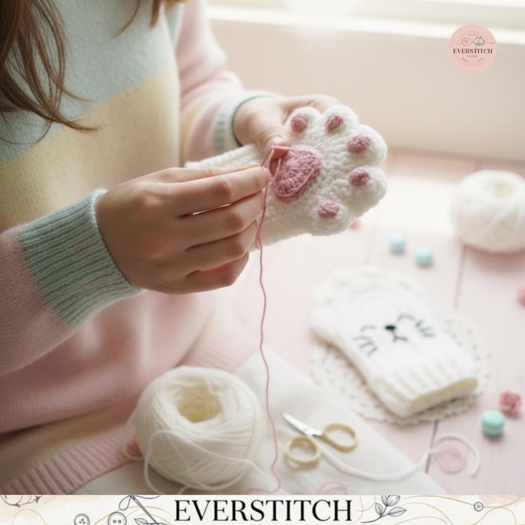 Fingerless Cat Paw Gloves Crochet Pattern – PDF Tutorial English ...