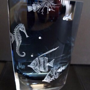 Hand Engraved Coral Fish Vase, Fish, Oceanic, Home Decor, Art Glass ...